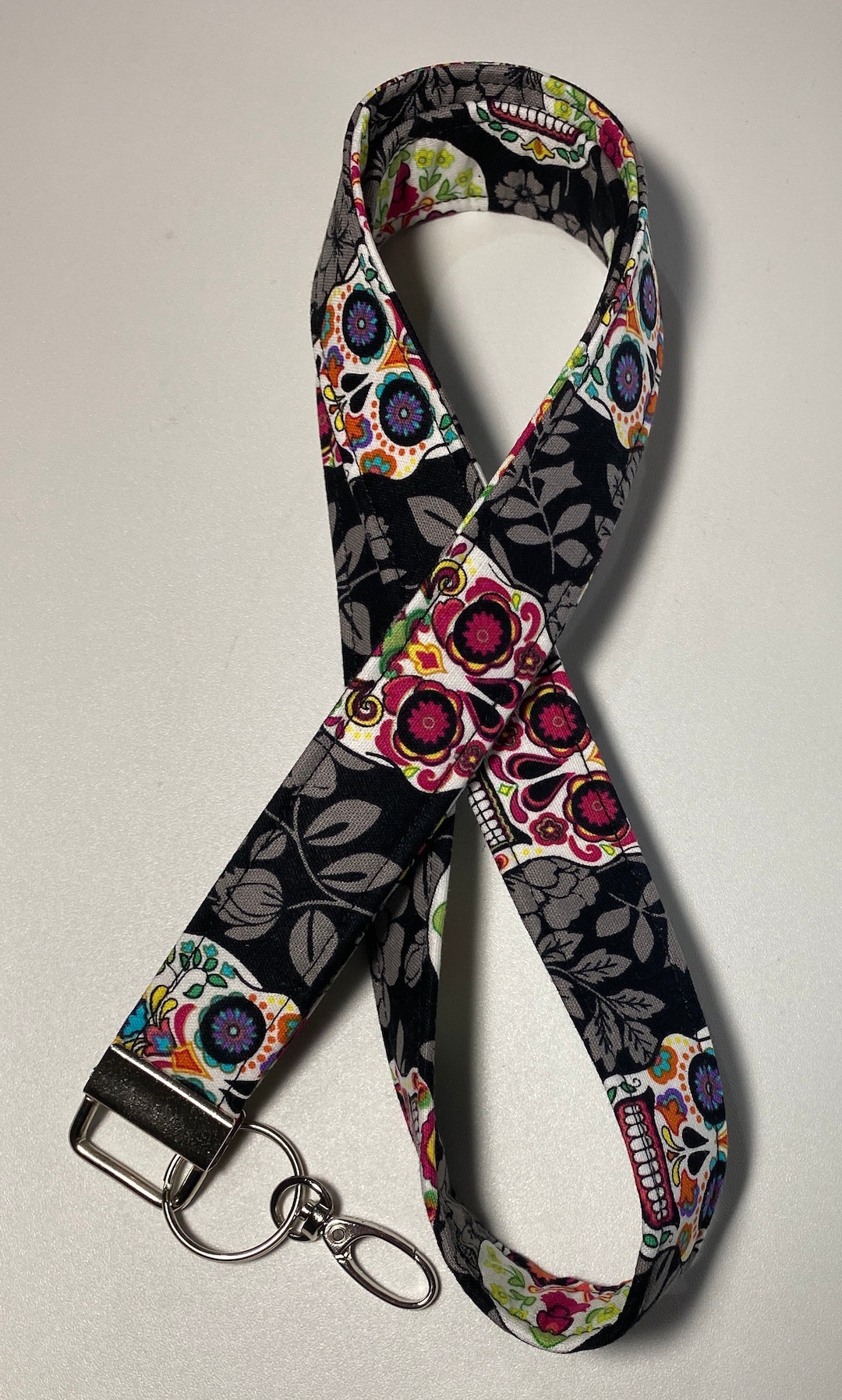 Sugar Skull Lanyard With Swivel Clip - Etsy