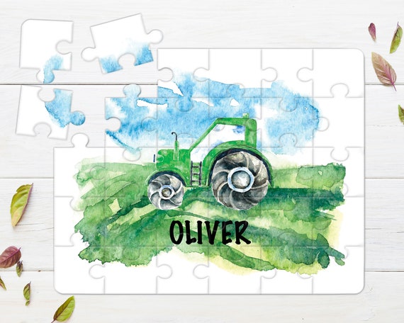 Tractor 30 Piece Wood Puzzle A4 Personalised | Etsy