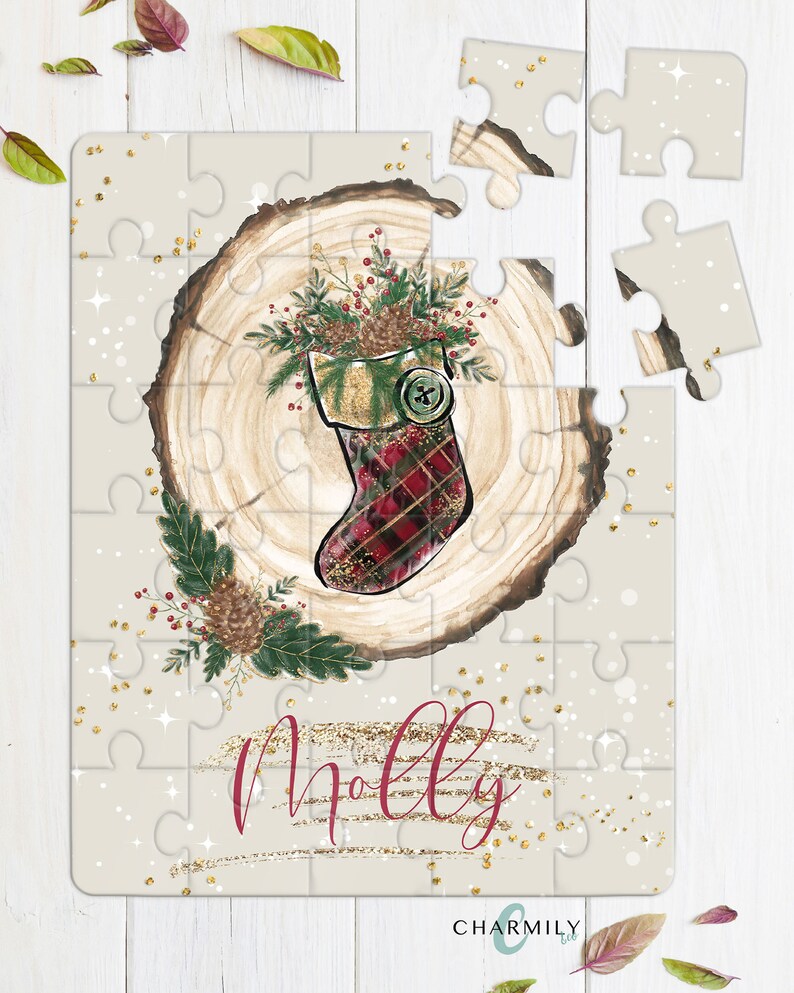 Rustic Wood | Christmas 30 Piece Wood Puzzle | A4 | Personalised | Non ...