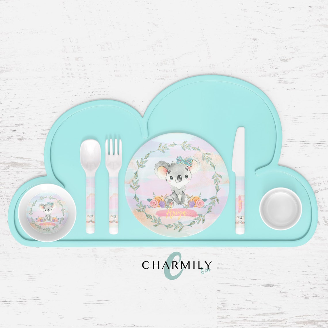 Rainbow Australian Animal Children's Dinner Set | Etsy