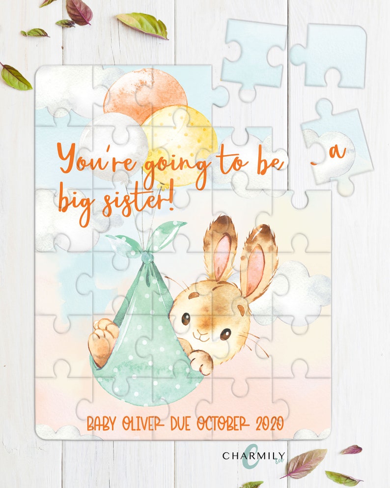 Bunny Gender Neutral 30 Piece Wood Puzzle A4 Pregnancy | Etsy