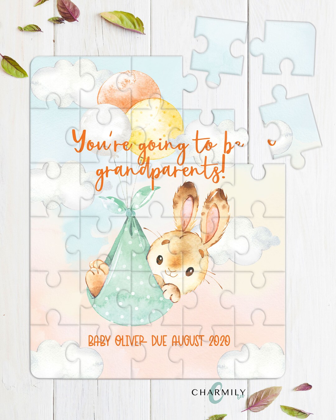 Bunny | Gender Neutral | 30 Piece Wood Puzzle | A4 | Pregnancy | Baby ...