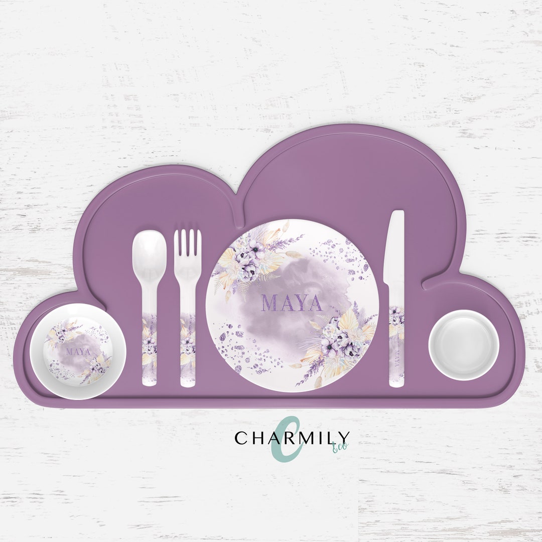 Whimsy Lilac Children's Dinnerware | Dinner Set | Personalised ...