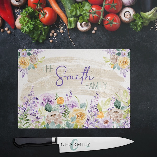 Personalised Family Glass Chopping Board - Etsy UK