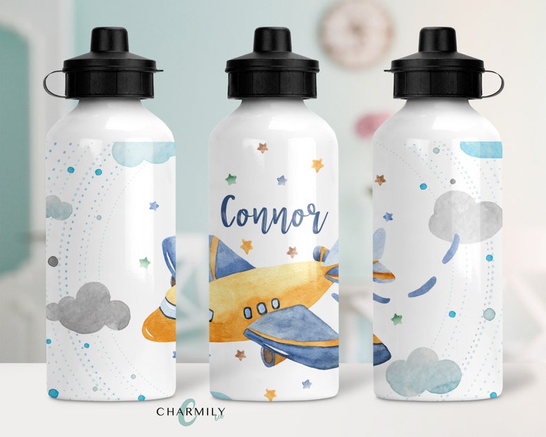 Plane Aluminium Water Bottle 600mls Personalised - Etsy