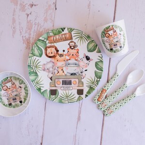 Safari Children's Dinnerware | Dinner Set | Personalised | Melamine ...