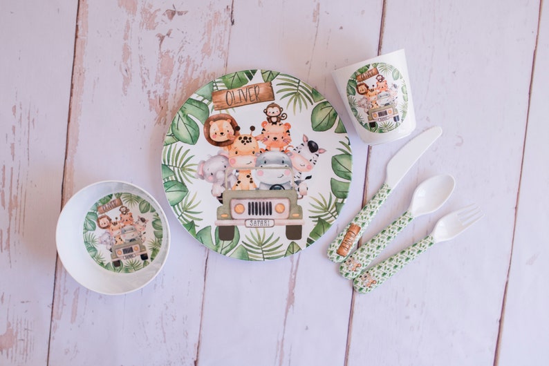 Safari Children's Dinnerware | Dinner Set | Personalised | Melamine ...