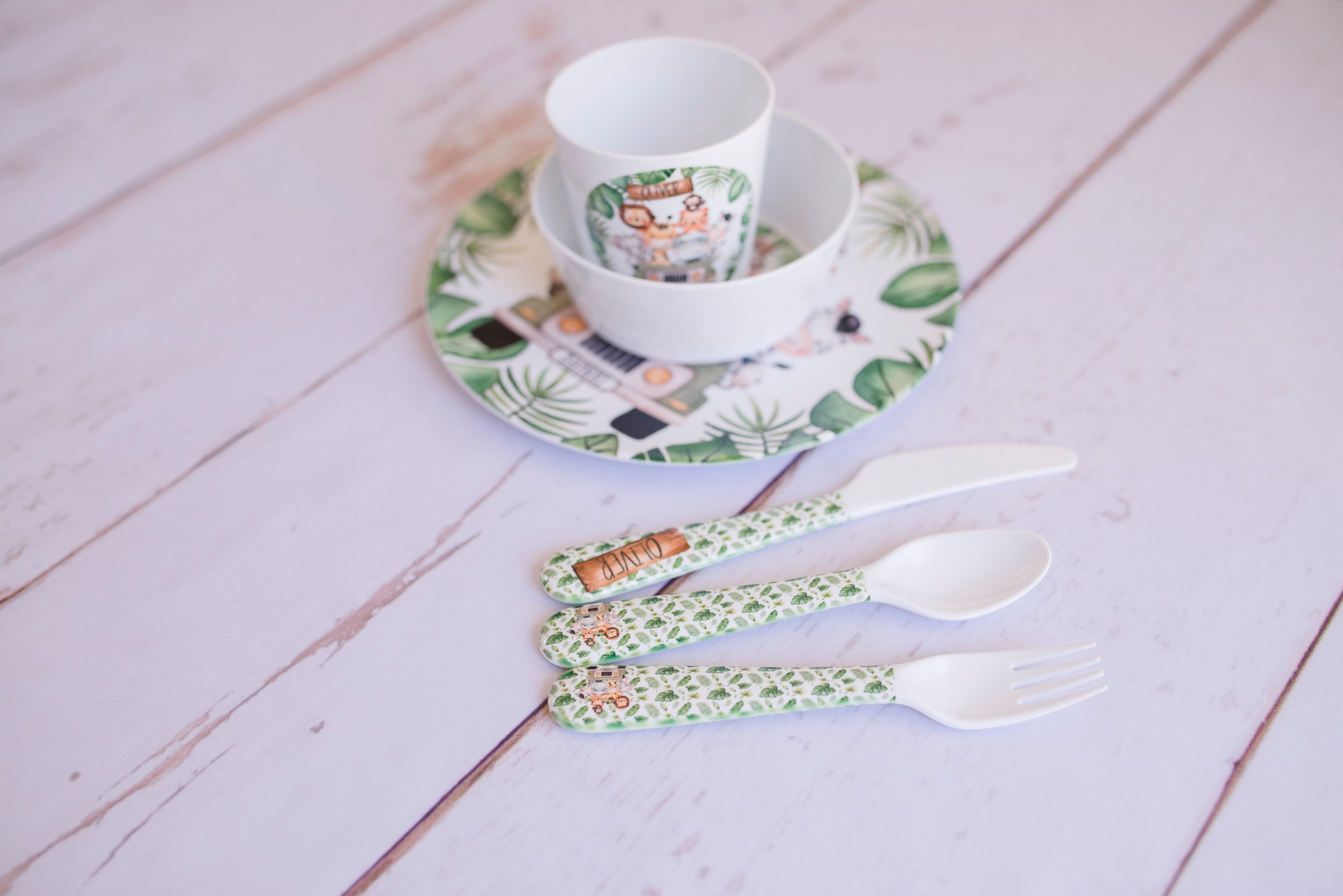 Safari Children's Dinnerware Dinner Set Personalised - Etsy