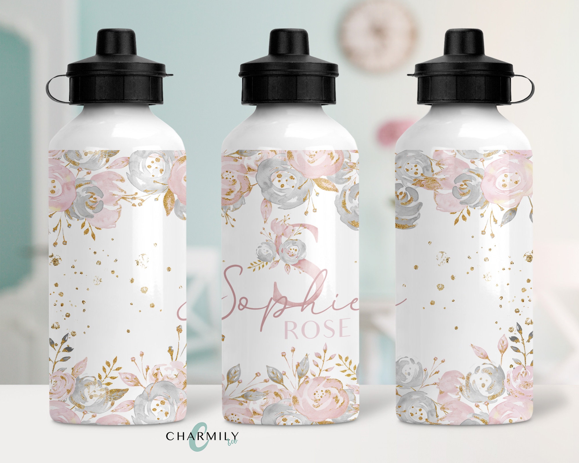 Pretty in Pink Aluminium Water Bottle 600mls Personalised | Etsy