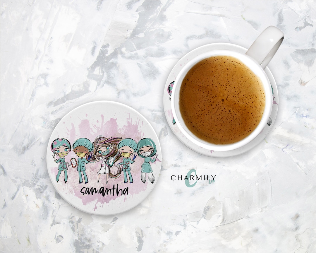 Medical Team Sandstone Coaster | Personalised Round Coaster | Desk ...