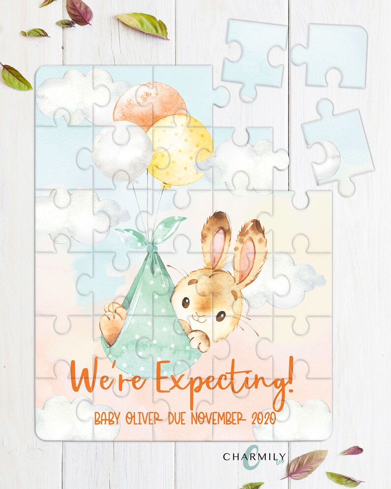 Bunny Gender Neutral 30 Piece Wood Puzzle A4 Pregnancy | Etsy