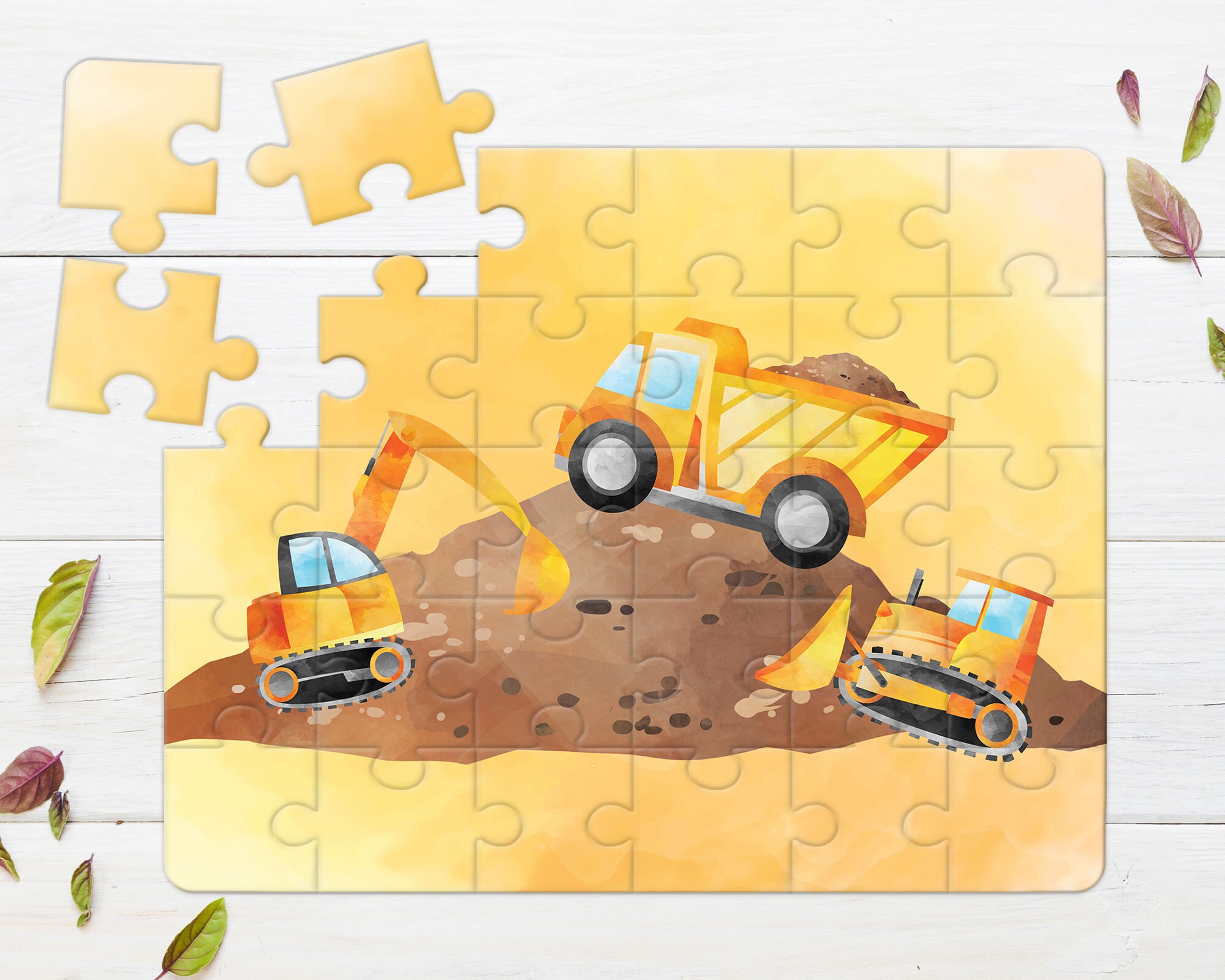 Construction 30 Piece Wood Puzzle A4 Personalised | Etsy