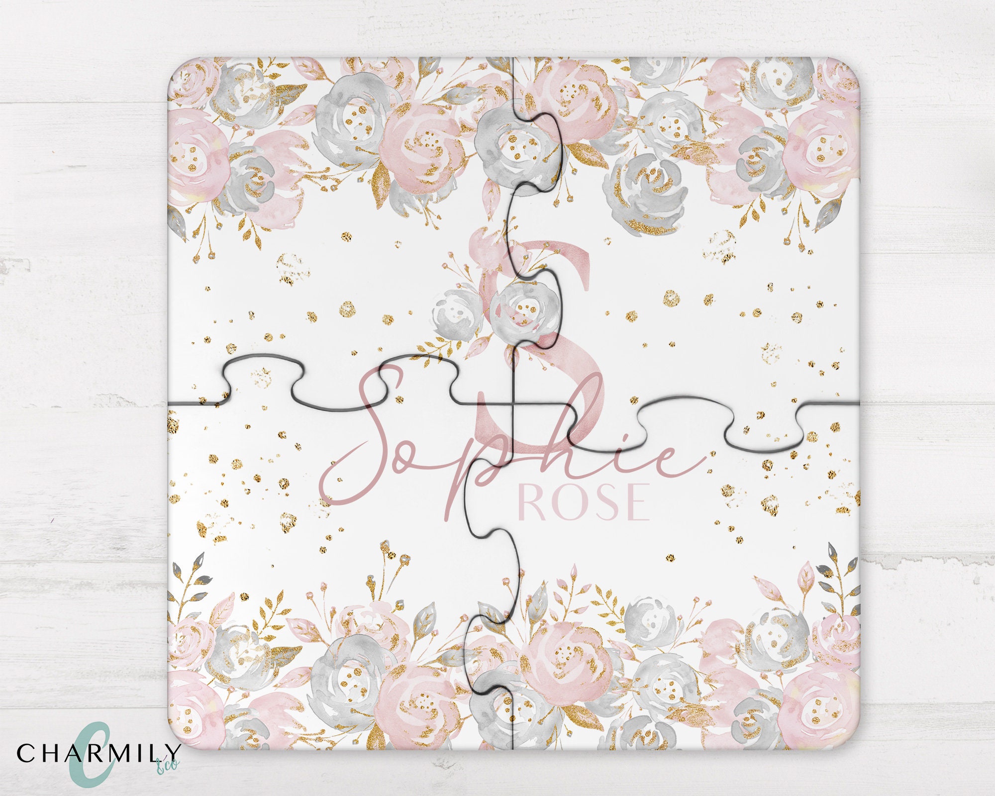 Pretty in Pink 4 Piece Wood Puzzle Coaster Set | Etsy