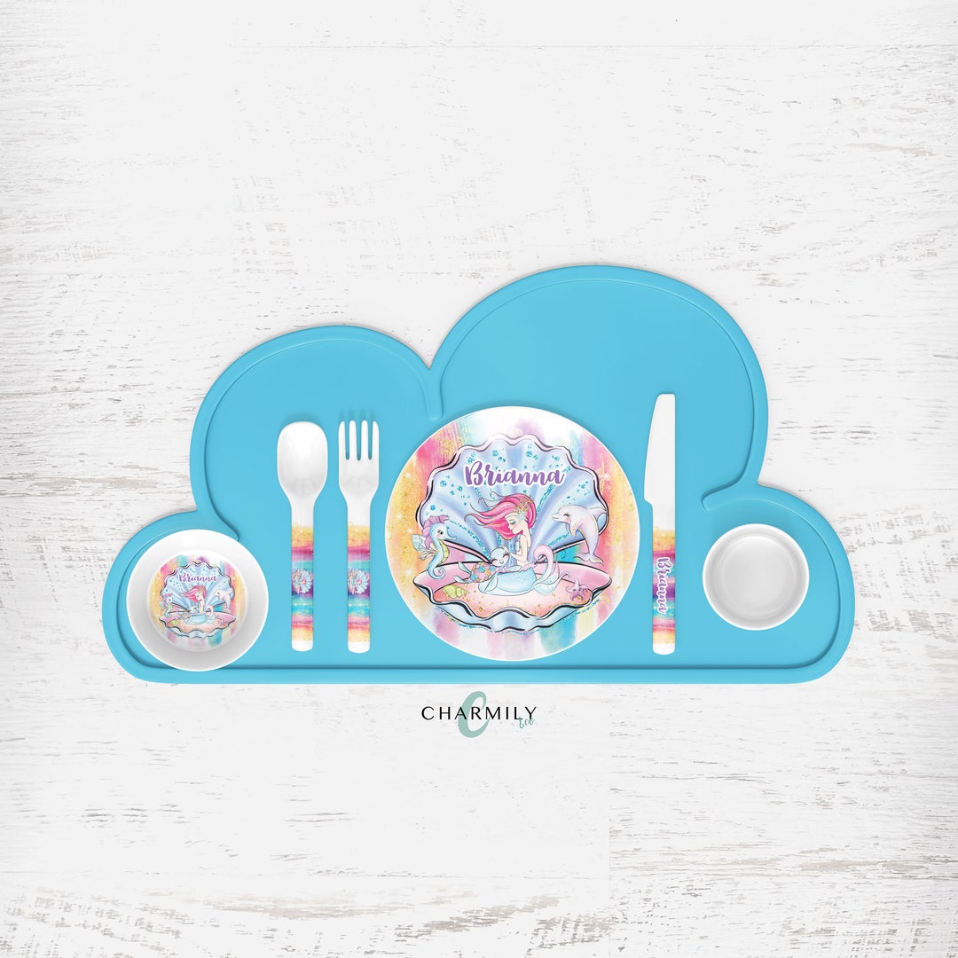 Mermaid Children's Dinnerware | Dinner Set | Personalised | Melamine ...