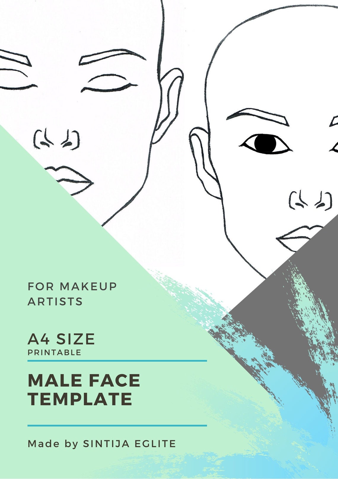 Male Face Chart,makeup Chart,makeup Sales Sheet,makeup Consultation ...