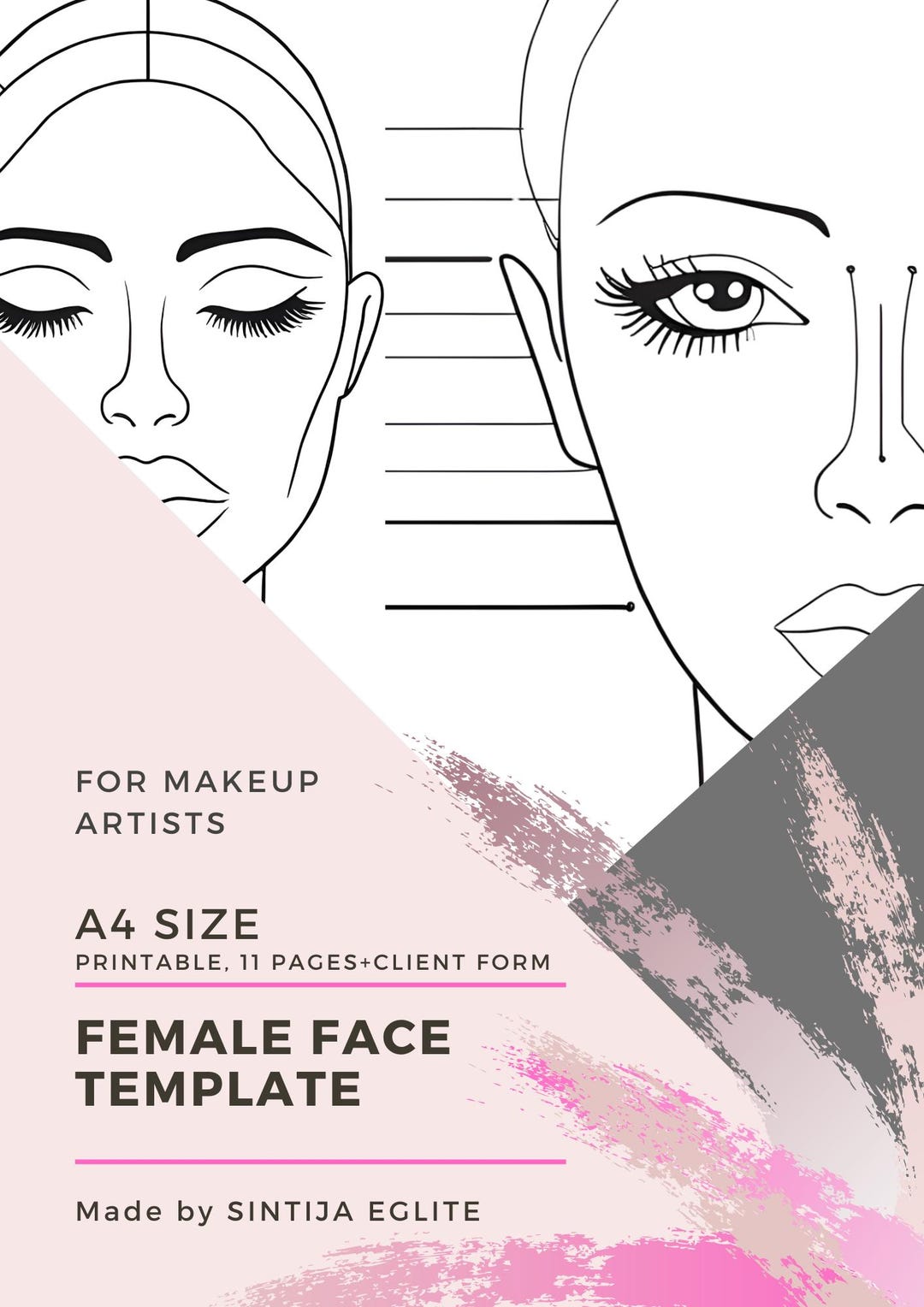 Makeup Face Chart & Client Form | Printable A4 PDF for Makeup Artists ...