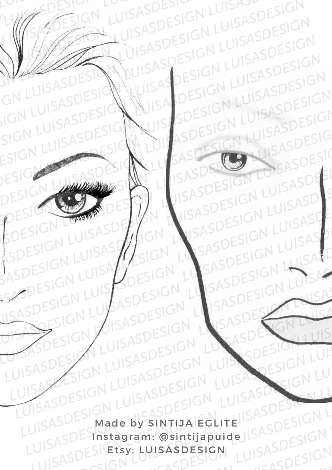 Female Face Chart Makeup Chart Makeup Sales Sheet Makeup - Etsy