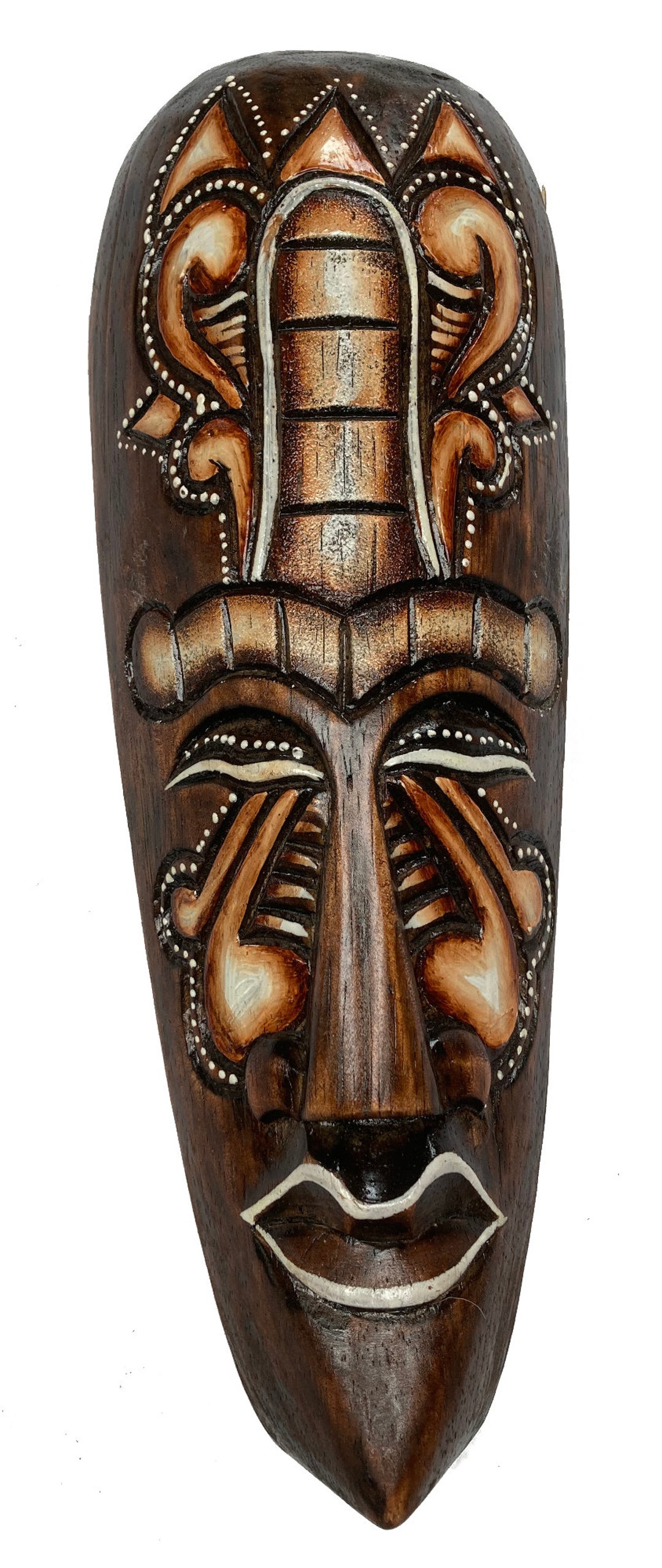 Wooden Tribal Mask Indigenous Borneo Long Mask Fair Trade Handcarved ...