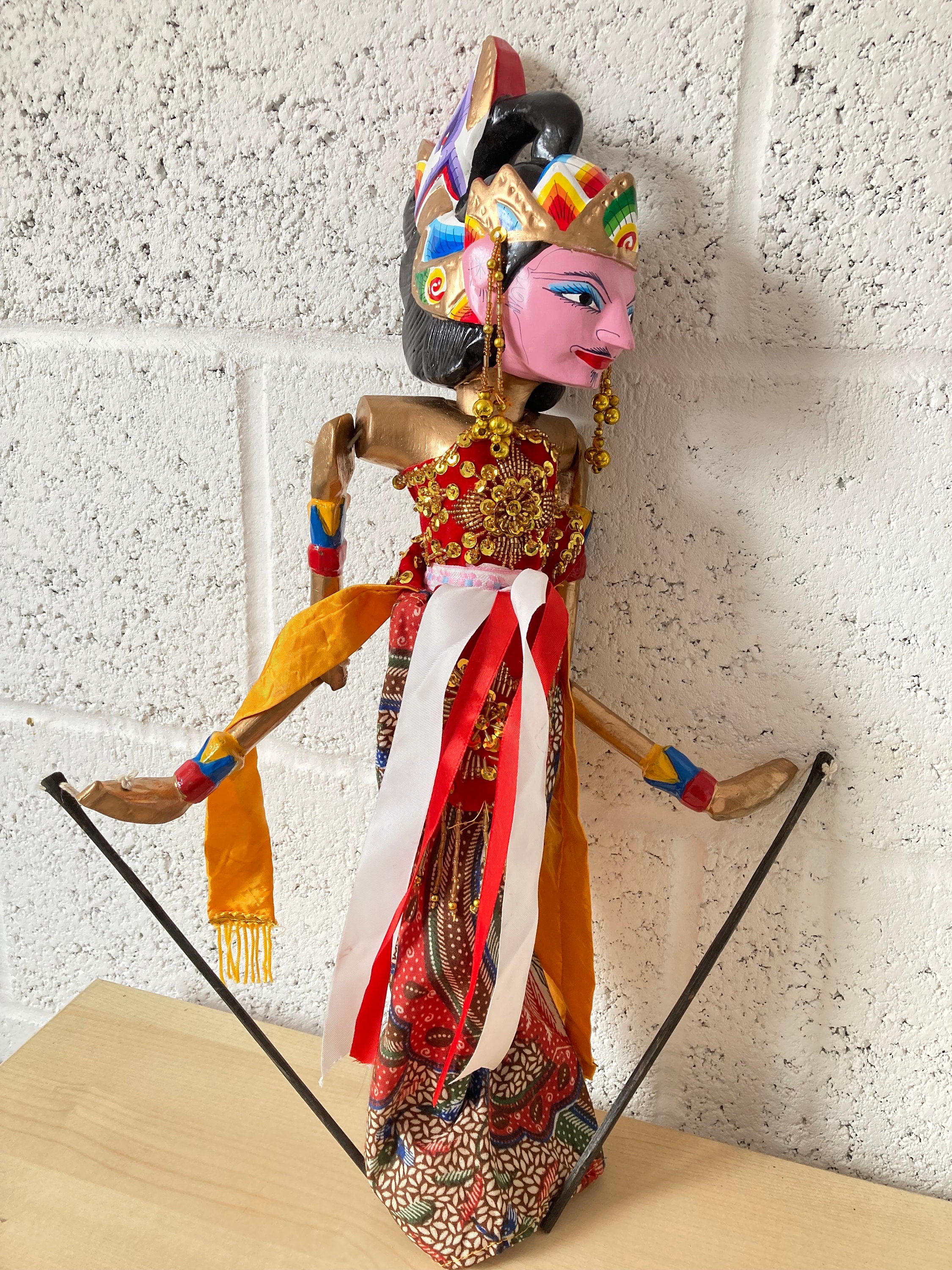 Unusual Large Wayang Golek Rod Puppet Pink Faced Rama - Etsy