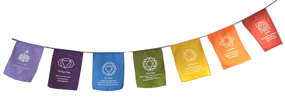 Sacred 7 Chakra Meditation Prayer Flags Hand Made in Bali - Etsy UK
