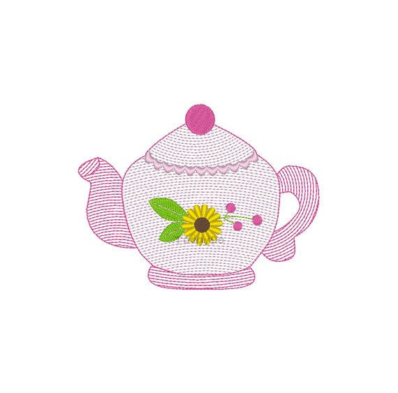Tea Pot Quick Stitch Machine Embroidery Design-instant - Etsy