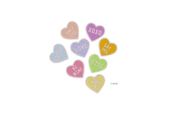 Mini Conversation Hearts Machine Embroidery Design Set 8 | Etsy