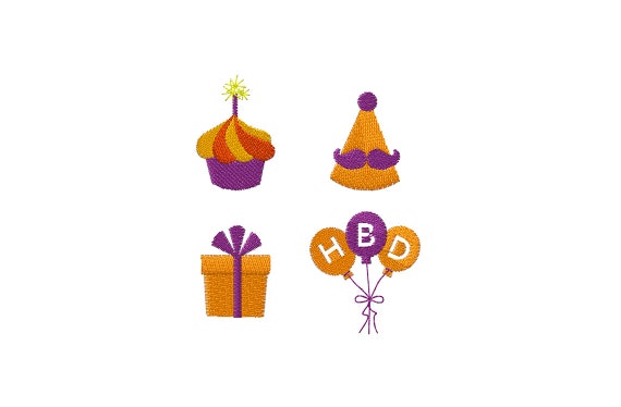 Mini Birthday Set Machine Embroidery Design INSTANT | Etsy