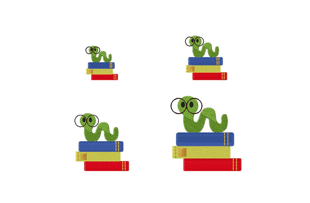 Mini Book Worm Machine Embroidery Design - 3sizes - INSTANT DOWNLOAD ...