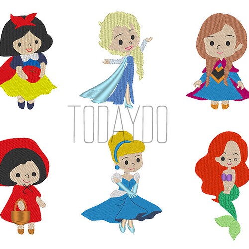 Cute Princess Machine Embroidery Design Set-instant DOWNLOAD - Etsy