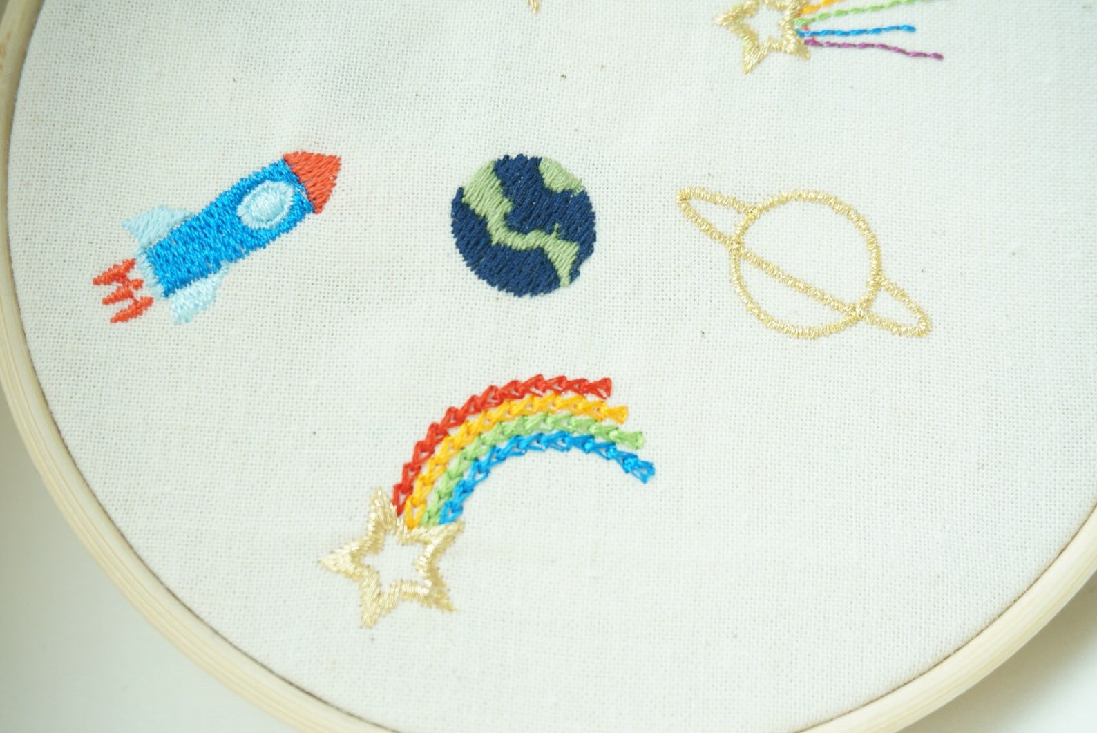 Mini Space Embroidery Design Rocket Shooting Star Moon - Etsy