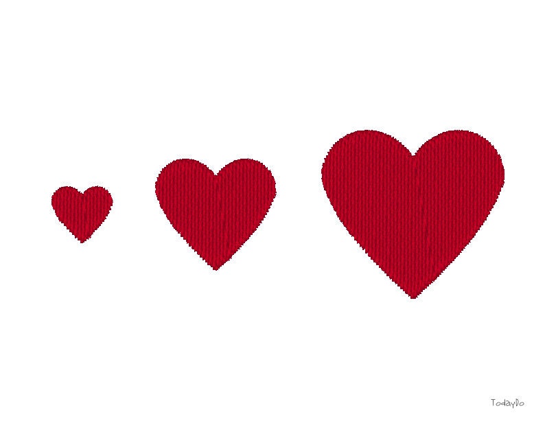 Mini Heart Machine Embroidery Design-3 Designs-instant | Etsy