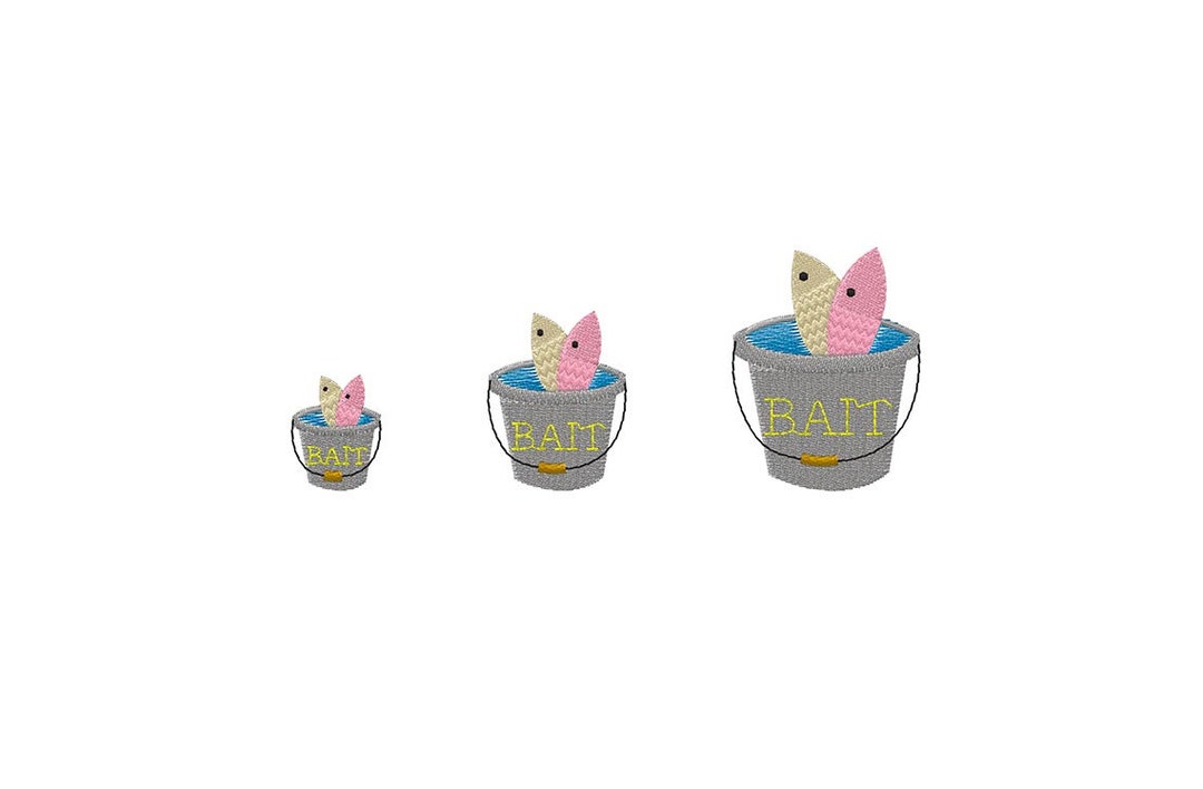 Mini Fishing Pail Machine Embroidery Design - 3 Sizes - INSTANT ...