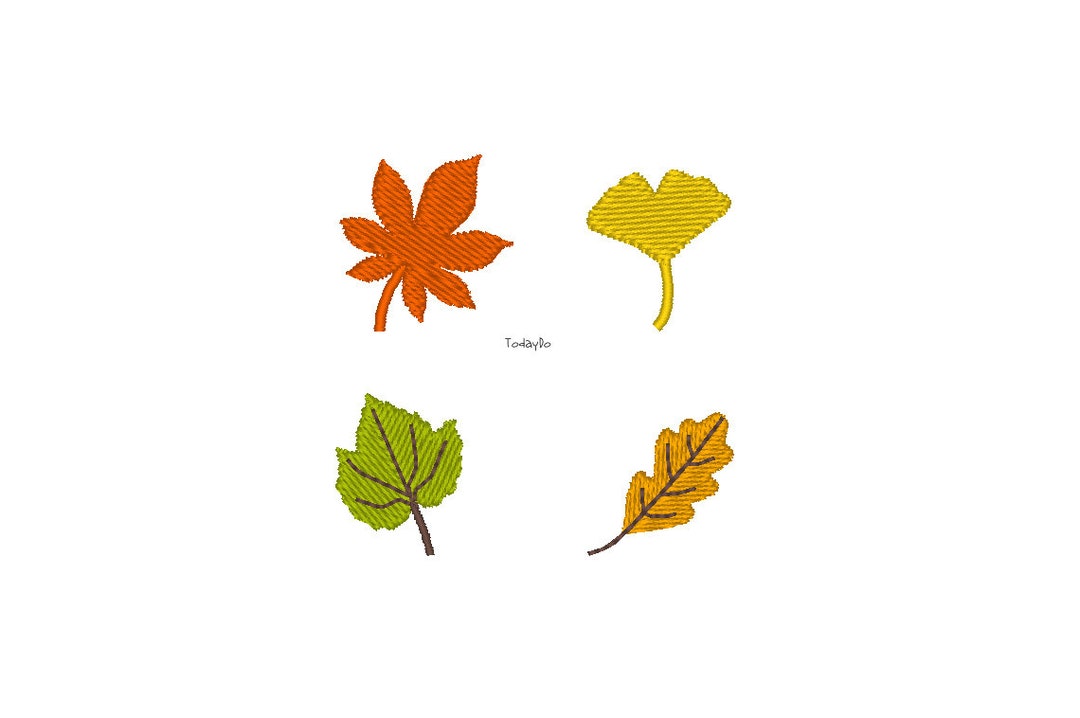 Mini Fall Leaves Machine Embroidery Design Set- Ginkgo, Maple, Fall ...