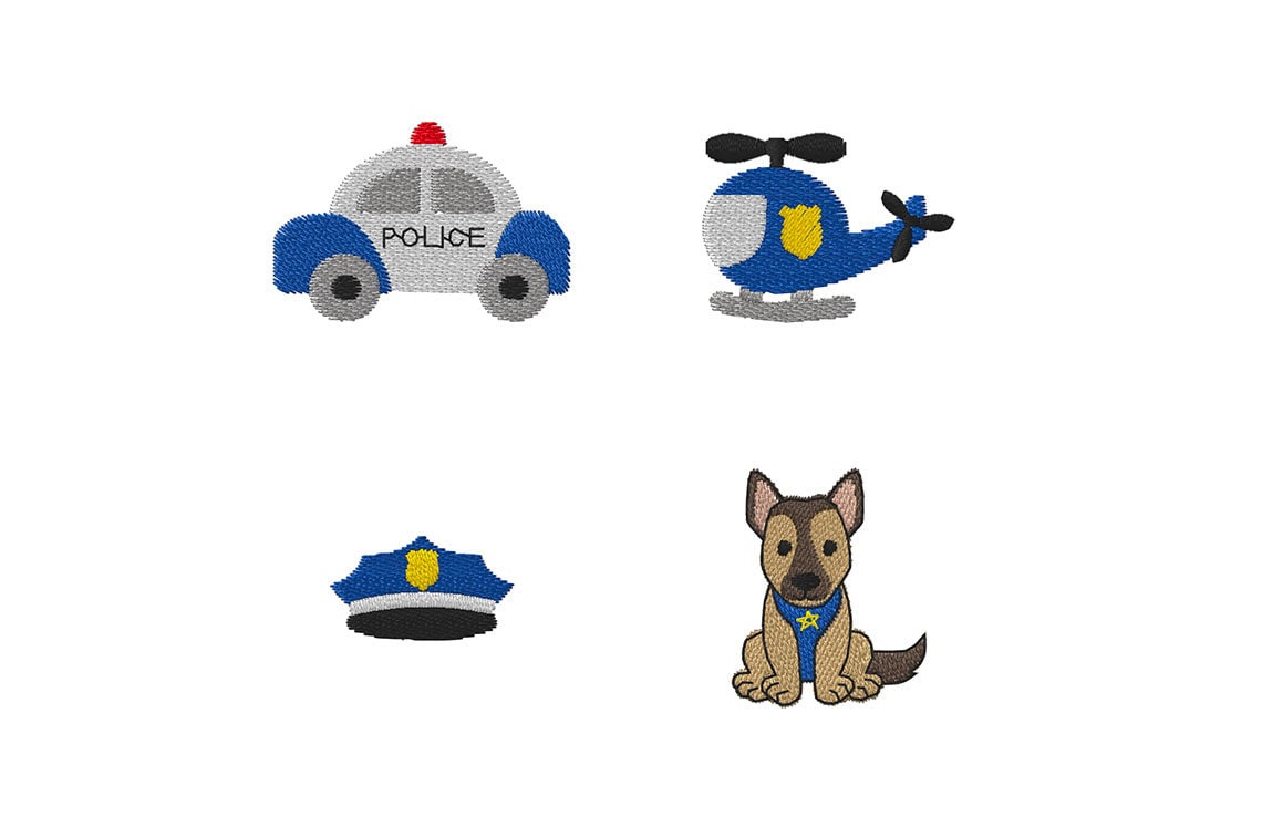 Mini Police Machine Embroidery Design Set-instant DOWNLOAD - Etsy