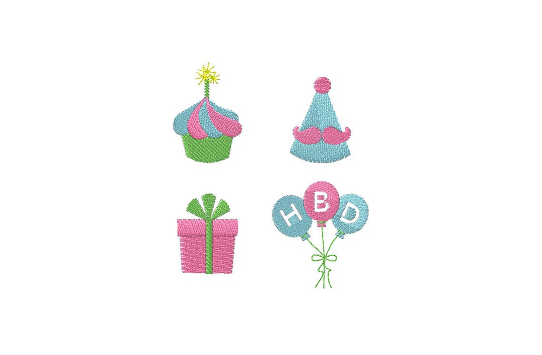 Mini Birthday Set Machine Embroidery Design - INSTANT DOWNLOAD - Etsy