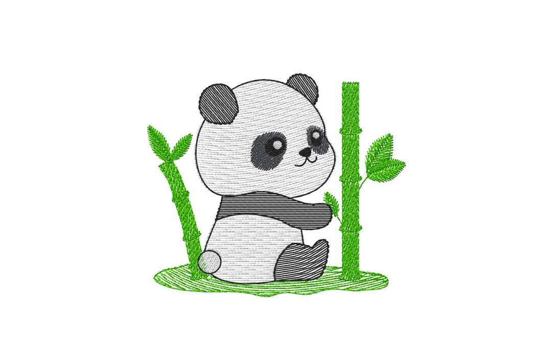 Bamboo Panda Quick Stitch Machine Embroidery Design - INSTANT DOWNLOAD ...