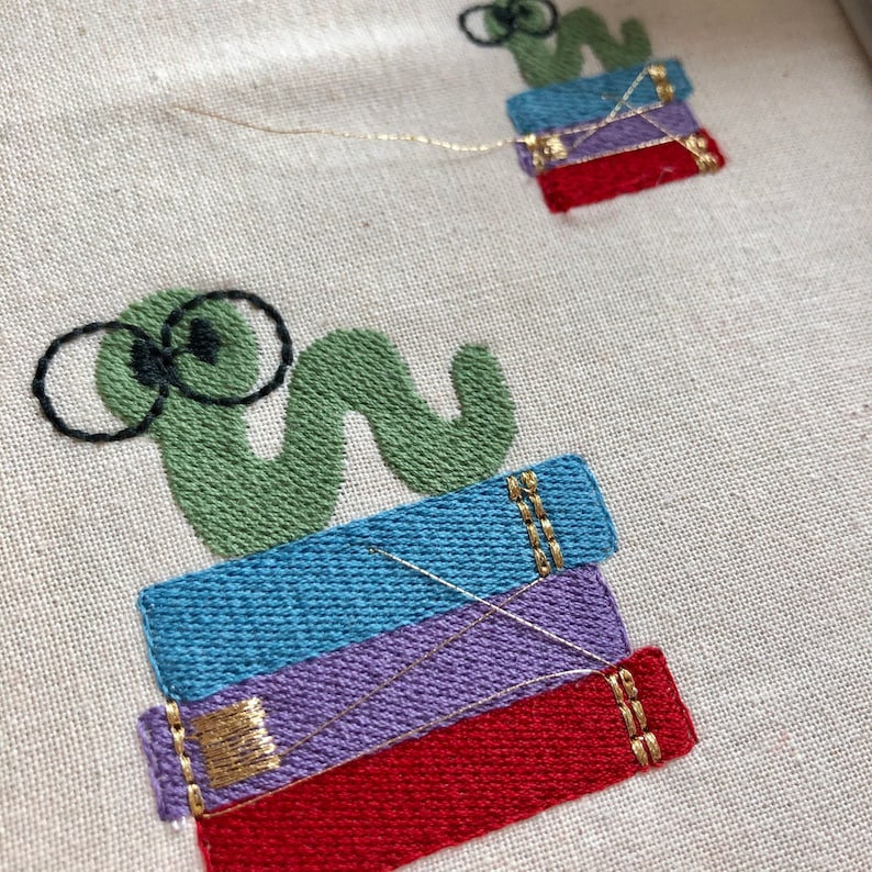 Mini Book Worm Machine Embroidery Design - 3sizes - INSTANT DOWNLOAD ...