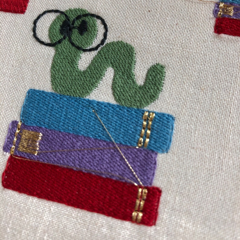Mini Book Worm Machine Embroidery Design - 3sizes - INSTANT DOWNLOAD ...