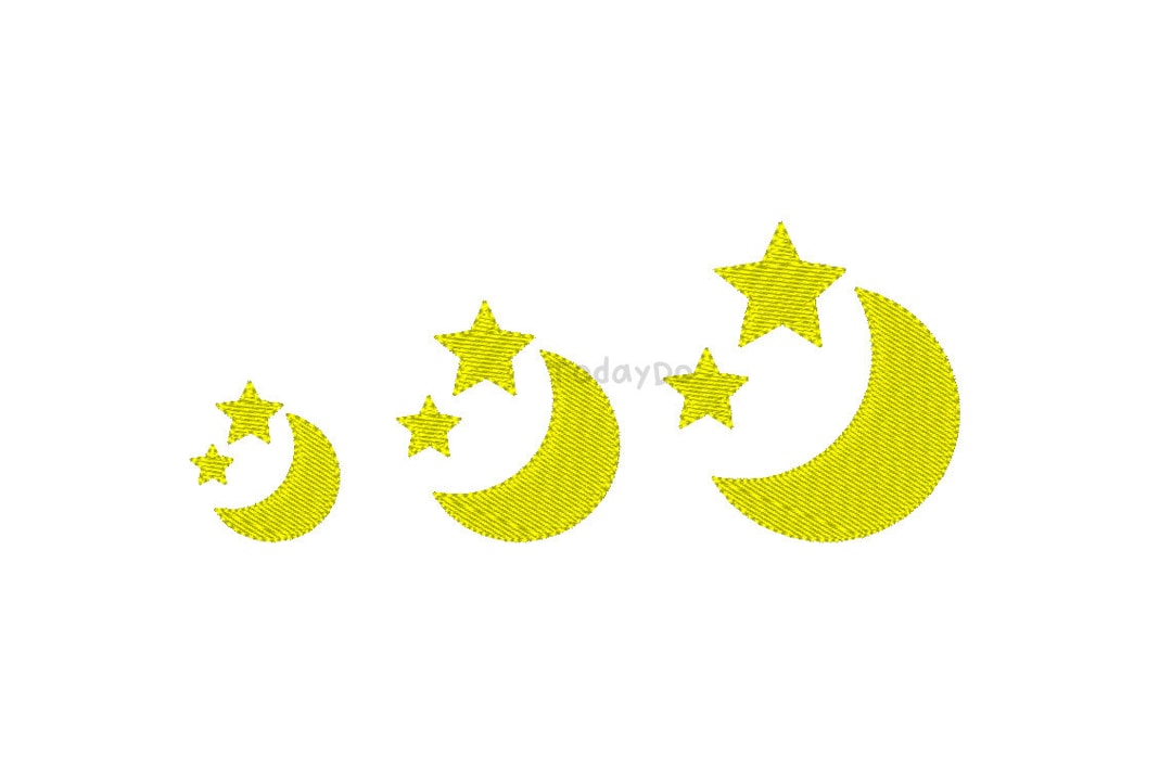 Mini Moon and Stars Machine Embroidery Design-instant DOWNLOAD-3 Sizes ...