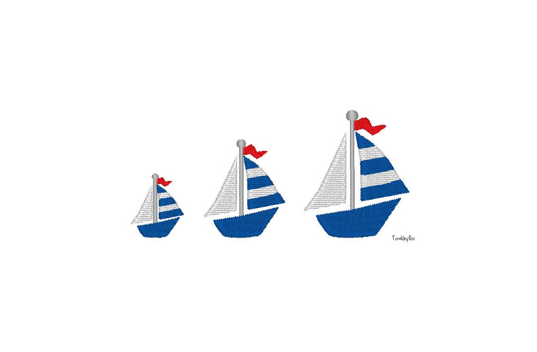 Mini Sailboat Machine Embroidery Design-instant DOWNLOAD-3 Sizes - Etsy