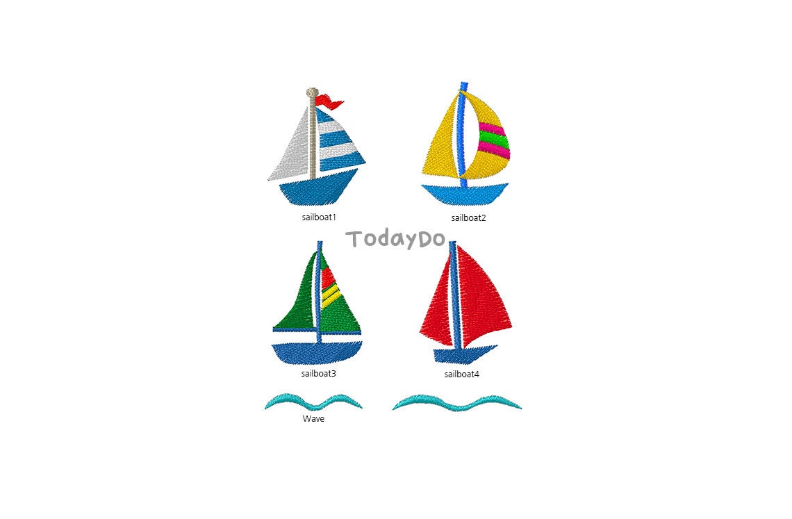 Mini Sailboat Set Machine Embroidery Design - INSTANT DOWNLOAD - Etsy