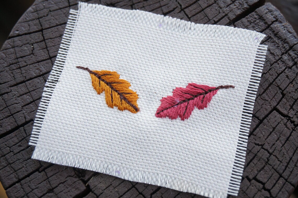 Mini Fall Leaves Machine Embroidery Design Set Ginkgo Maple | Etsy