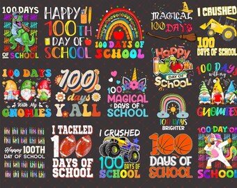 100 Days of School PNG Bundle, 100th Day of School Png, 100 Days Png ...