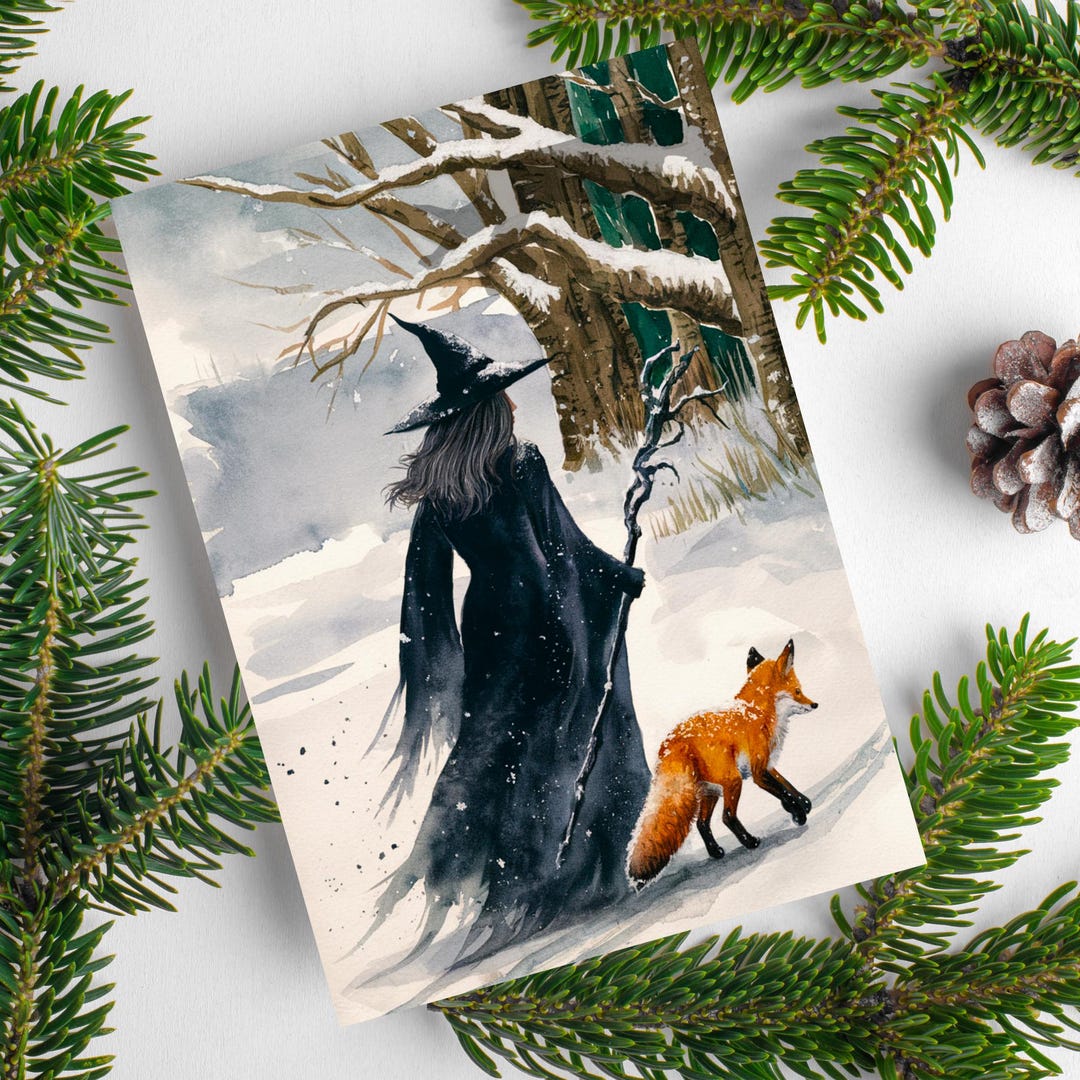 Witch Yule Card-yule Greeting Card-witchy Yule Card-pagan Christmas Card-winter Solstice Card ...