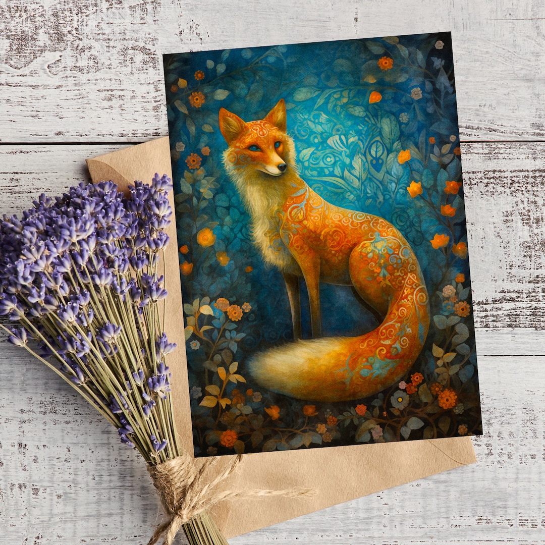 Fox Greeting Card Personalised Fox Card Fox Art Card Fox - Etsy UK
