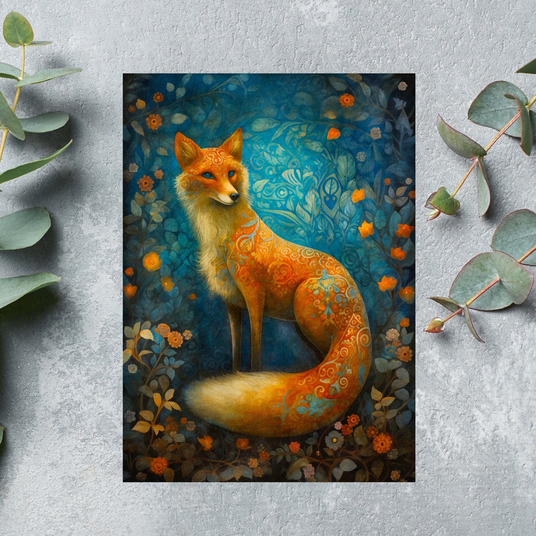 Fox Greeting Card, Personalised Fox Card, Fox Art Card, Fox Blank Card ...
