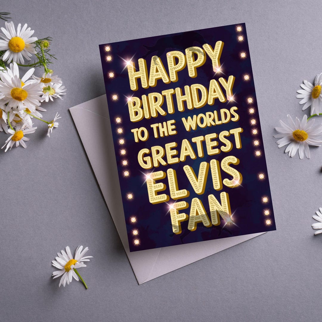 Elvis Birthday Card-elvis Presley Card-elvis Greeting Card-personalised ...