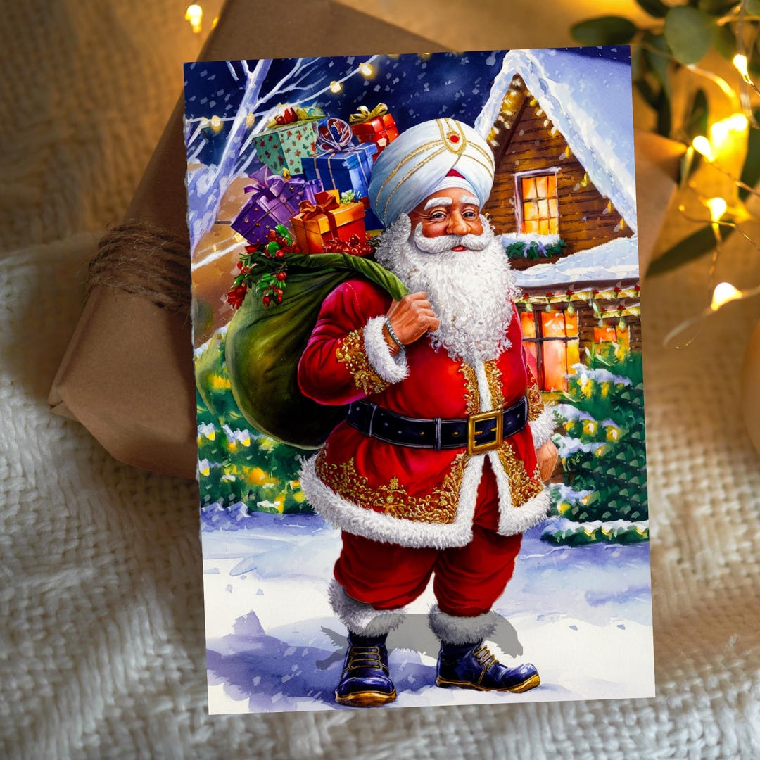 Indian Santa Claus Card-indian Christmas Card-christmas Card for Indian ...