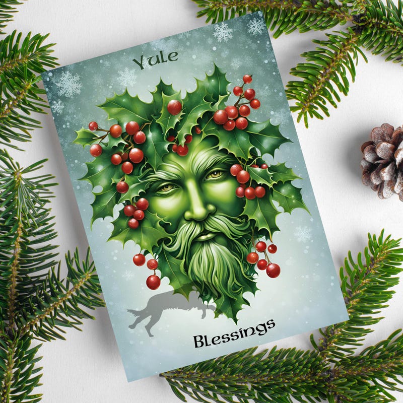 Green Man Yule Card - Etsy UK