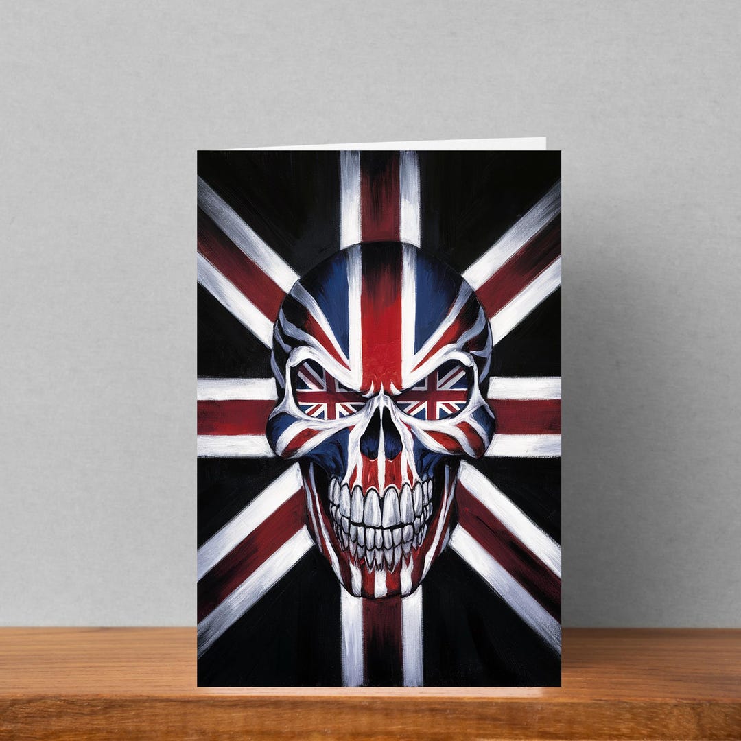 Union Jack Card, Union Jack Skull Card, Personalised Cards, UK Flag ...